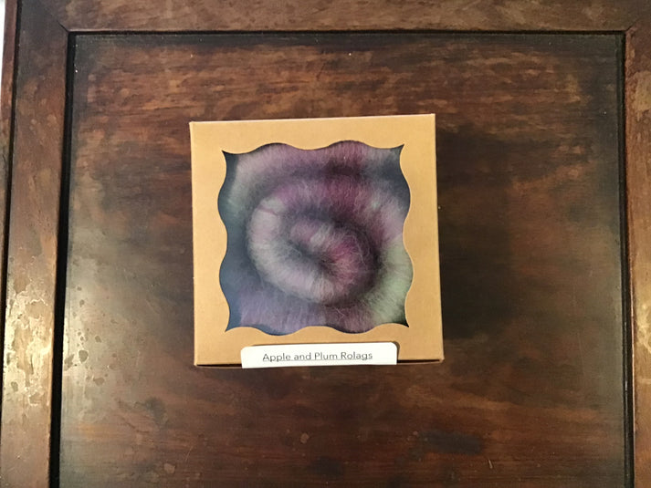 Spinning through Time - Rolag - Apple and Plum – A Wing and a Bear